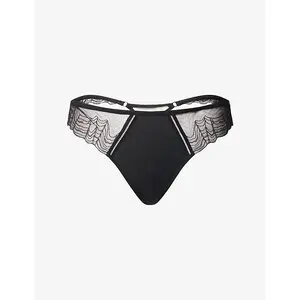 Calvin Klein Geo Lace Stretch-woven Thong - Black
