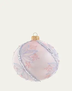 Bergdorf Goodman Champagne Opal Floral Ball Christmas Ornament - Gold