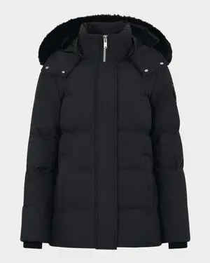 Moose Knuckles Cloud 3Q Down Puffer Jacket With Shearling Trim - Blk Wblk S