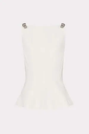 MILLY Ruby Cady Crystal Bow Sleeveless Top - Ecru