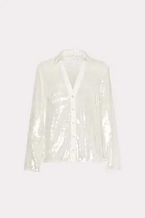 MILLY Rory Sequin Long Sleeve Blouse
