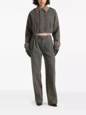 Manière De Voir Herringbone Bungee Hem Cropped Jacket