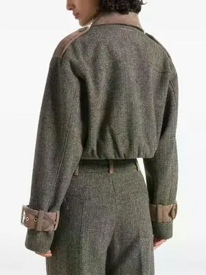 Manière De Voir Herringbone Bungee Hem Cropped Jacket