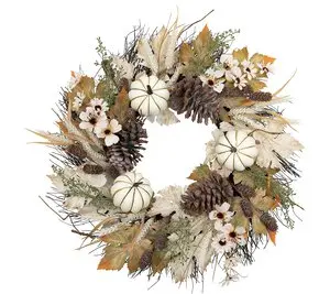 NORTHLIGHT Pumpkin And Pinecone Harvest Wreath 4' Unlit - One-color