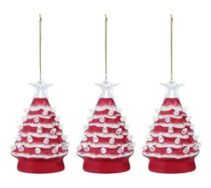 MR. CHRISTMAS 5in Set Of 3 Nostalgic Ceramic Tr Ee Ornaments - One-color