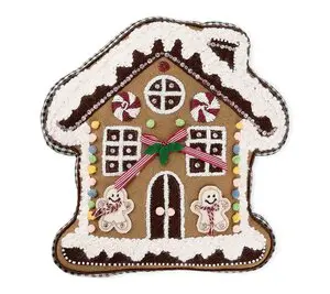 MACKENZIE-CHILDS Gingerbread House Shaped Throw Pillow - One-color