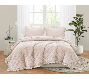 TRULY SOFT Crinkle Ruffle 3-piece King Quilt Se T - One-color