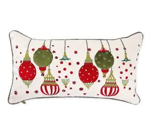 MACKENZIE-CHILDS Festive Ornaments Lumbar Throw Pillow - One-color