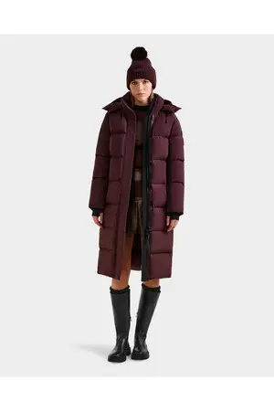 Rudsak Mao Long Quilted Down Coat - Burgundy