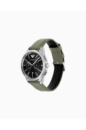 Emporio Armani Chronograph Leather Strap Watch - Red