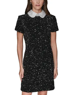 Karl Lagerfeld Paris Sequinned Collared Dress