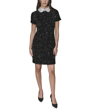 Karl Lagerfeld Paris Sequinned Collared Dress