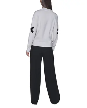 Karl Lagerfeld Paris 3d Bow Mock Neck Sweater - Soft White/black
