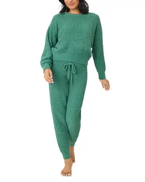 PJ Salvage Pj Savage Cozy Chenille Waffle-knit Pajama Set - Forest