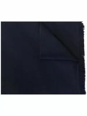 Emporio Armani Frayed-hem Wool Scarf - Blue