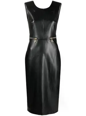 Patrizia Pepe Patent-finish Midi Dress With Zip Detailing - Black