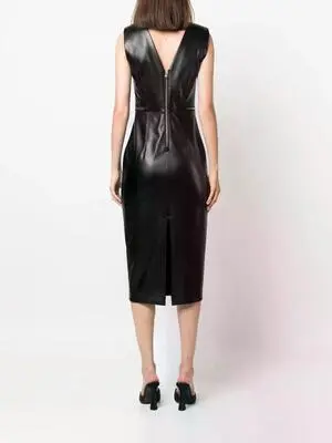 Patrizia Pepe Patent-finish Midi Dress With Zip Detailing