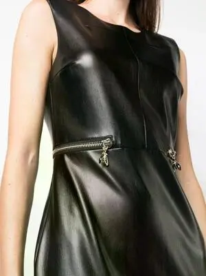 Patrizia Pepe Patent-finish Midi Dress With Zip Detailing