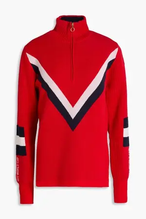 WE NORWEGIANS Striped Merino Wool Half-zip Sweater