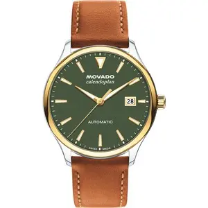 Movado Calendoplan Automatic Leather Strap Watch - Green
