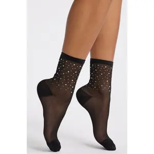 Nordstrom Rhinestone Metallic Quarter Socks - Black
