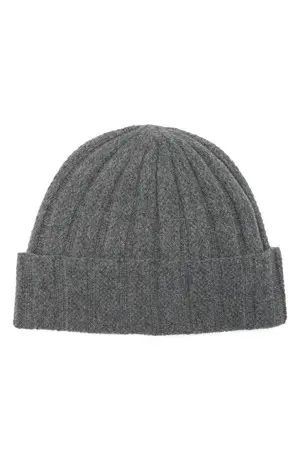 Nordstrom Wool And Cashmere Ribbed Beanie - Grey