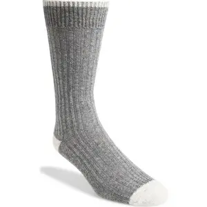 Nordstrom Ribbed Wool And Cashmere Crew Socks - Light Grey Heather