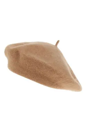 Nordstrom Wool And Cashmere Beret - Tan Wood