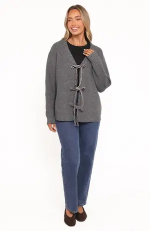 PETAL & PUP Tie-front Cardigan - Grey