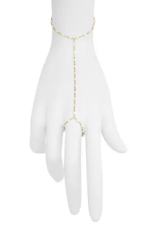 NASHELLE Iris Bead Hand Chain Gold Fill/white