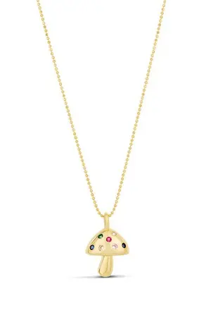 SHYMI Mushroom Charm Chain Necklace - Gold/multi Color
