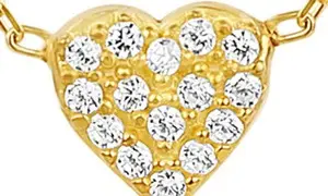 SHYMI Pavé Heart Station Chain Necklace - Gold