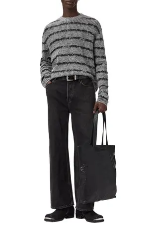 ALLSAINTS Dissolved Stripe Crewneck Sweater