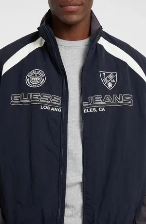 Guess Logo Windbreaker Jacket - Blue
