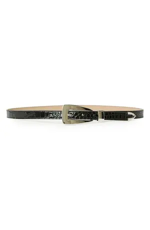 B-low The Belt Briar Croco-embossed Leather Belt - Black Silver