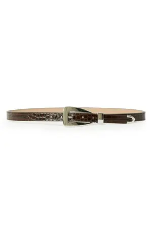 B-low The Belt Briar Croco-embossed Leather Belt - Chocolate Silver