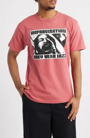 Obey Improvisation Cotton Graphic T-shirt - Mineral Red