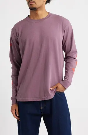Obey Rose Long Sleeve Cotton Graphic T-shirt - Pigment Plum Perfect