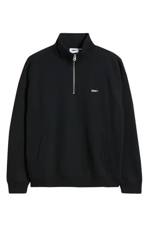 Obey Established Works Quarter-zip Fleece Pullover - Black