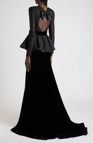 Valentino Garavani Bow Detail Long Sleeve Gown