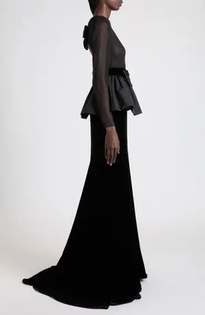 Valentino Garavani Bow Detail Long Sleeve Gown