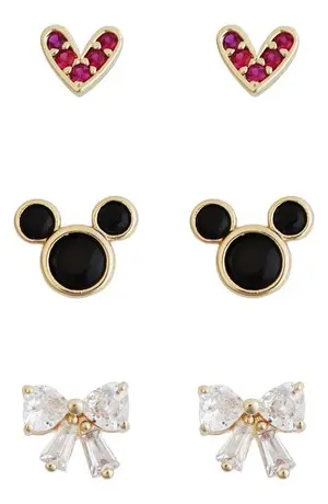 PANACEA Mickey Mouse Stud Earring Set Of 3 - Black