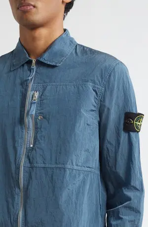 Stone Island Zip-front Shirt - V002b Blue