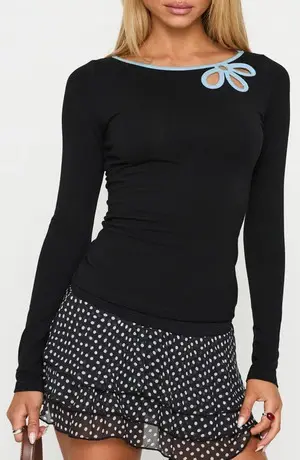 Princess Polly Floral Cutout Long Sleeve Top