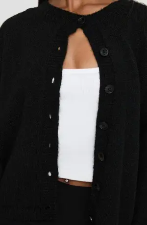 Princess Polly Rib Knit Cardigan - Black