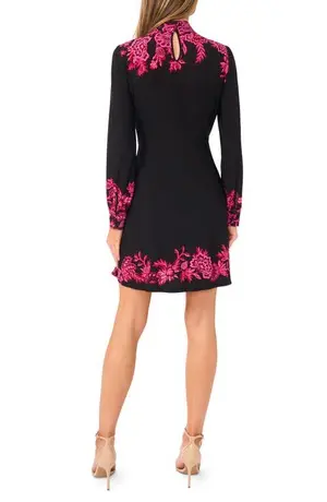 CECE DUPRAZ Border Print Long Sleeve Minidress
