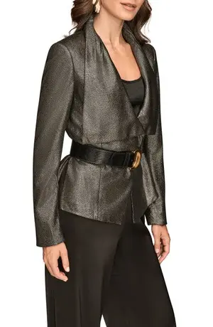 Donna Karan New York Metallic Belted Jacket