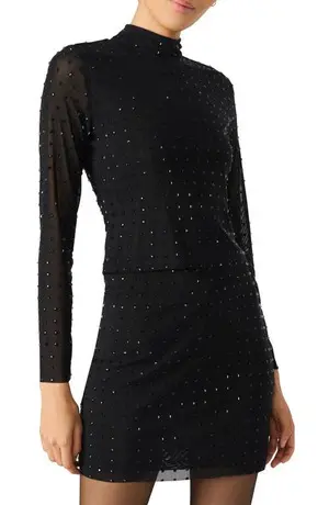 Steve Madden Melvina Studded Knit Top - Black