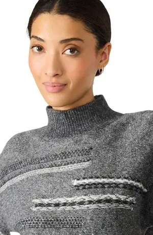 Steve Madden Ketra Mock Neck Crop Sweater - Black/grey Multi