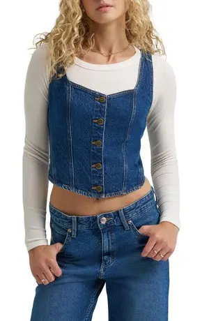 LEEM Cropped Denim Vest